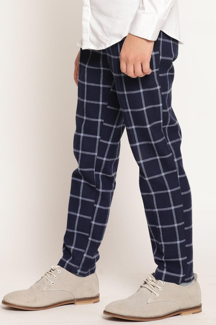 One Friday Navy Blue Checks Trouser – One Friday World