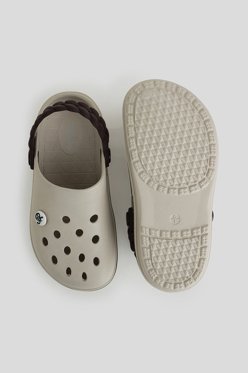 One Friday Beige Girls Solid Clogs
