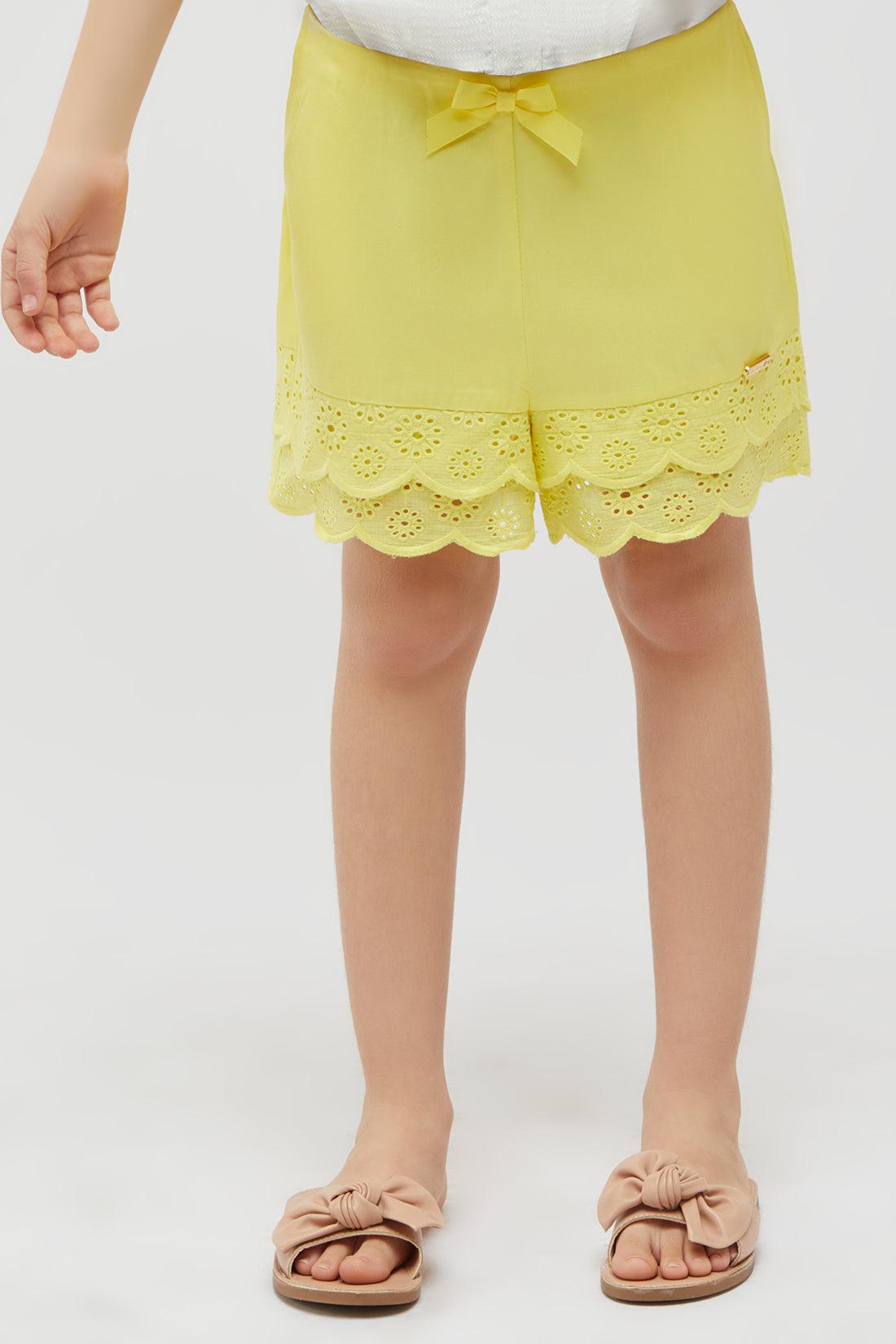 Girls Yellow Lace Shorts – One Friday